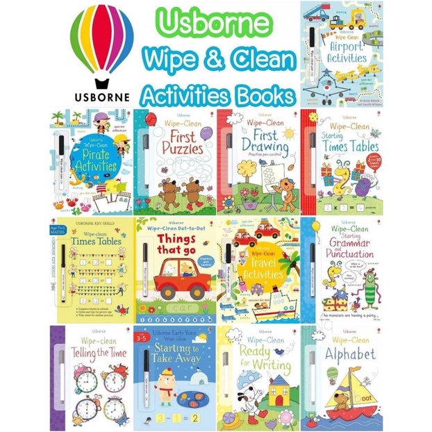 Usborne Wipe & Clean Activity Box Set หนังสือกิจกรรม แบบฝึกหัด เขียน ลบ ...