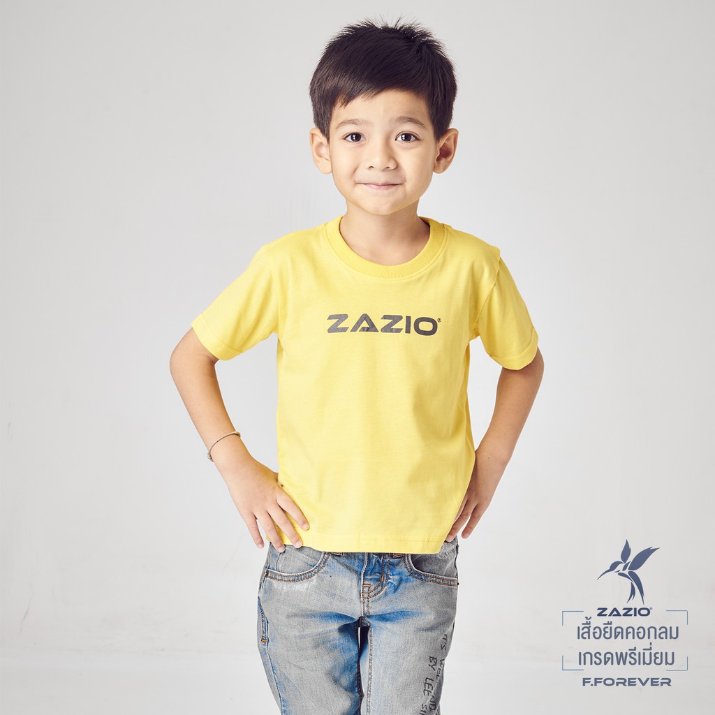 เสื้อยืดคอกลมเด็ก เกรดพรีเมี่ยม ZAZIO สีเหลือง รุ่น F.Forever ใส่ได้ ...
