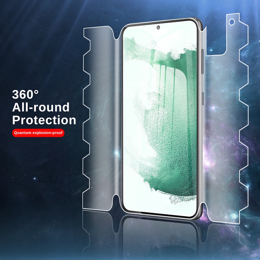 360°ฟิล์มไฮโดรเจลกันรอยหน้าจอ แบบนิ่ม แบบคู่ สําหรับ Samsung Galaxy S22 ...