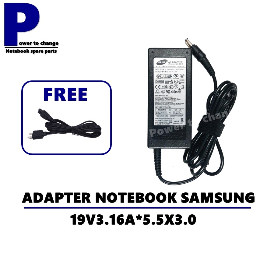 ADAPTER NOTEBOOK SAMSUNG 19V3.16A*5.5X3.0 / สายชาร์จโน๊ตบุ๊คซัมซุง ...