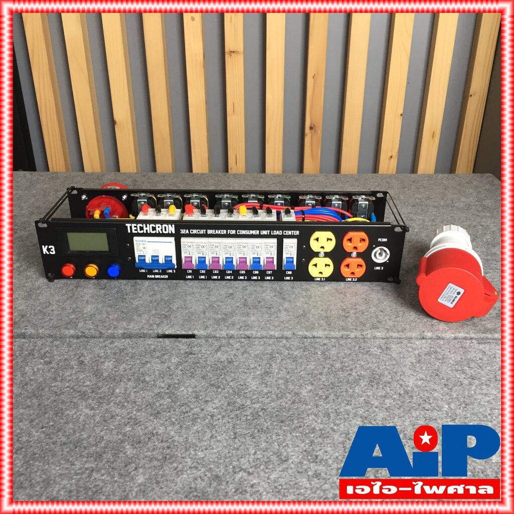 TECHCRON K3 / B9 จอ M2 ชุดโหลดไฟ 3 เฟส ขนาด 2U ปลั๊กโหลด3เฟส พร้อมเพาเวอร์ปลั๊กIN K3B9 K-3/B-9 ...