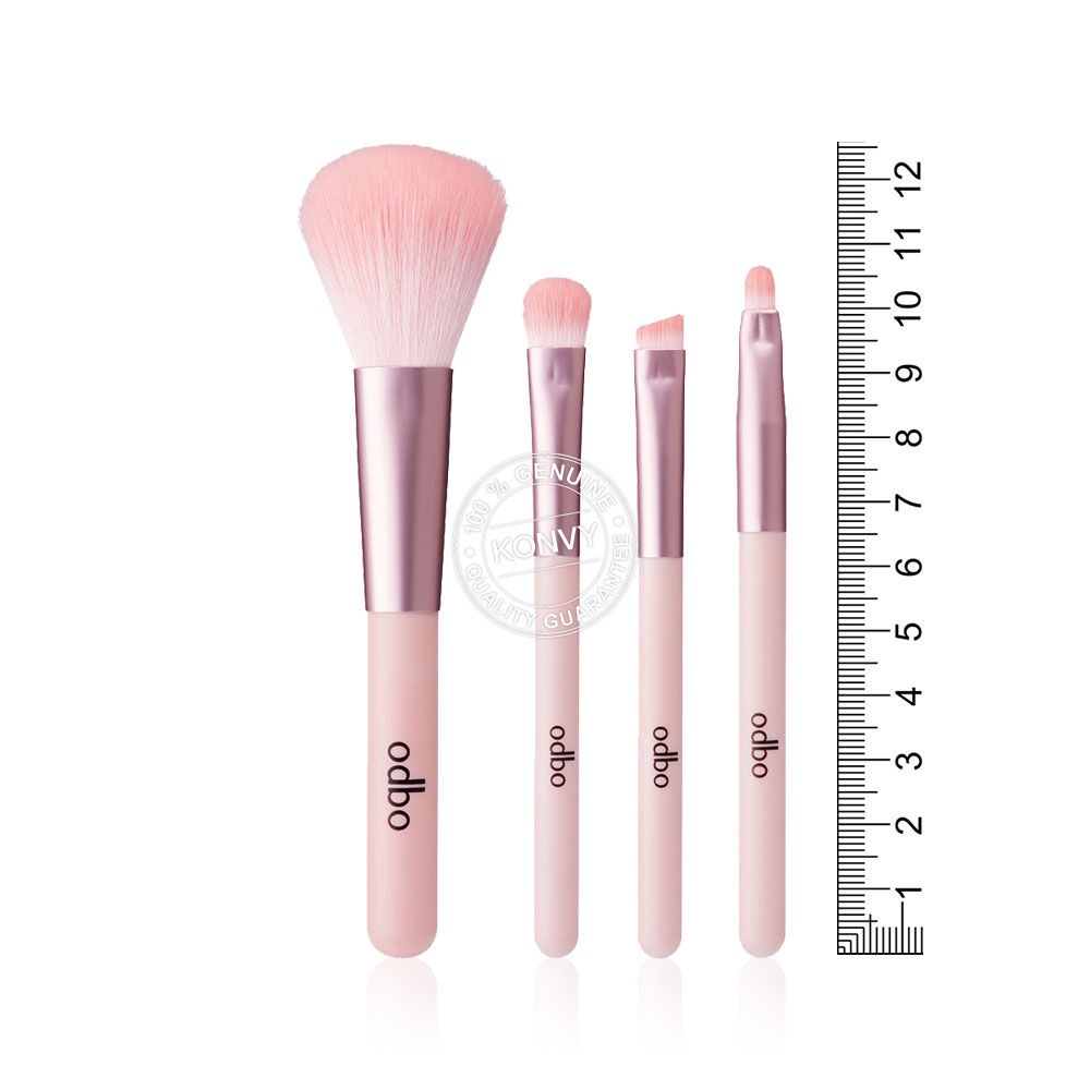 ODBO Perfect Brush [4pcs] #OD838 โอดีบีโอ เซทแปรงสีชมพู 4 ชิ้นที่มาพร้อมกระเป๋าใส่แปรงแบบตาข่าย ...