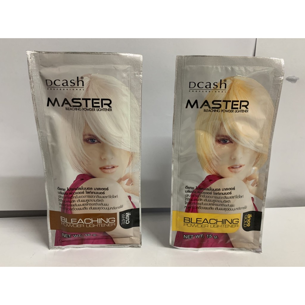 Dcash Master Bleaching powder ฟอกสีผมและทำไฮไลท์ ผงฟอกสีผม 15กรัม ดีแคล ...