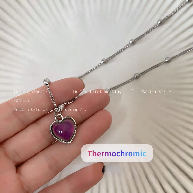 Temperature-sensitive Color-changing Love Pendant Titanium Steel ...