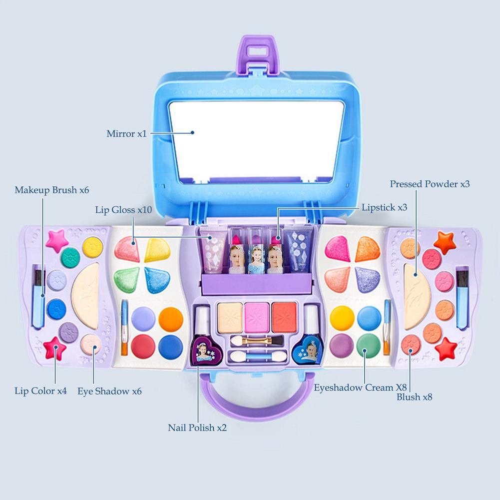 Makeup Sets Children Teen Girls Princess Make Up Box Glitter Eye Shadow ...