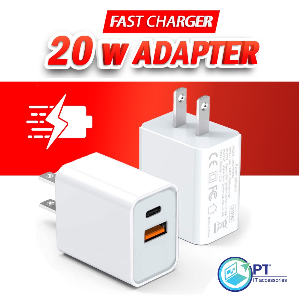 Adapter 20W Fast Charge / USB & Type-C Power หัวชาร์จ USB & Type-c ...