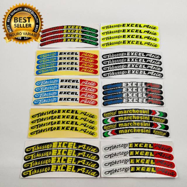 Takasago EXCEL ASIA THAILAND exel Rims cutting list Sticker คุณภาพดี ...