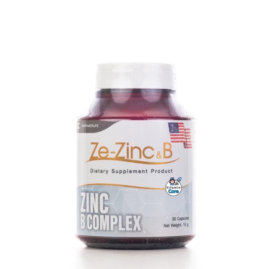 Exp.11/2025 (30 แคปซูล) Ze-Zinc & B Complex วิตามินซิงค์ และ วิตามินบี ...