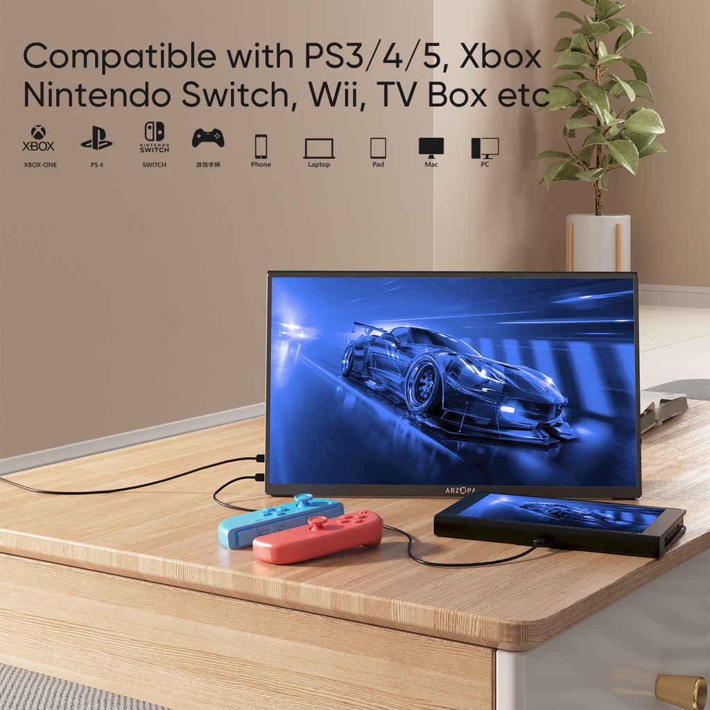 Arzopa Portable Monitor,15.6'' FHD 1080P Portable Laptop Monitor IPS ...