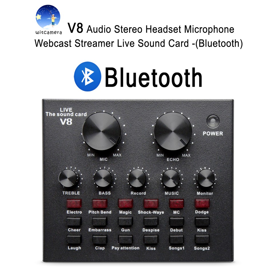 V8 Audio Stereo Headset Microphone Webcast Streamer Live Sound Card ...