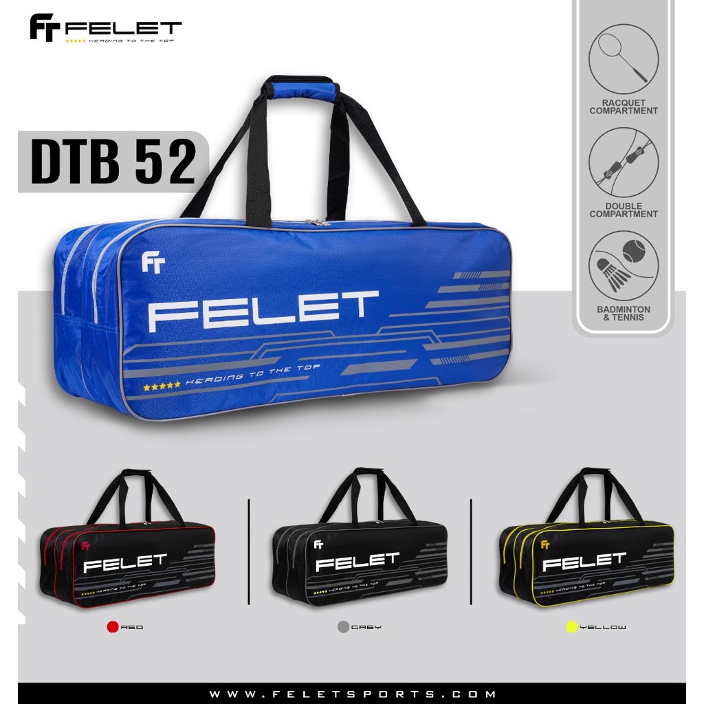 Felet กระเป๋าคู่ DT-Bag-52 กระเป๋าแร็กเก็ตแบดมินตัน Ract Beg Felet ...