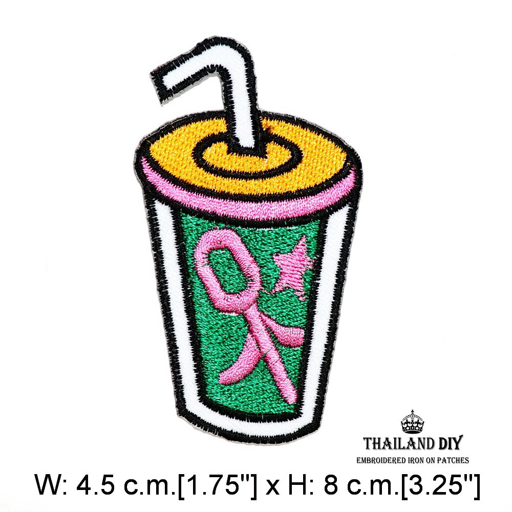 ตัวรีดติดเสื้อ ลายการ์ตูน น่ารัก ตัวรีดชานม อาหาร เครื่องดื่ม Soft Drink wop Patch งานปัก DIY ...