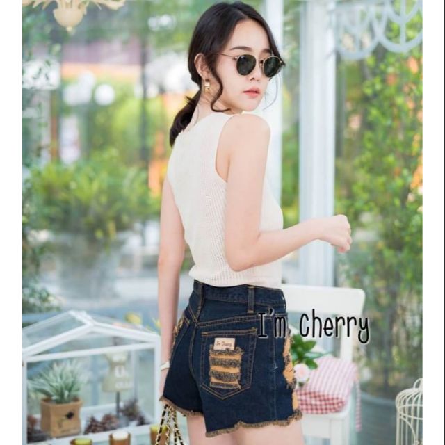 กางเกงยีนส์ขาสั้นสีสนิมเข็มขาด I'm cherry | Shopee Thailand