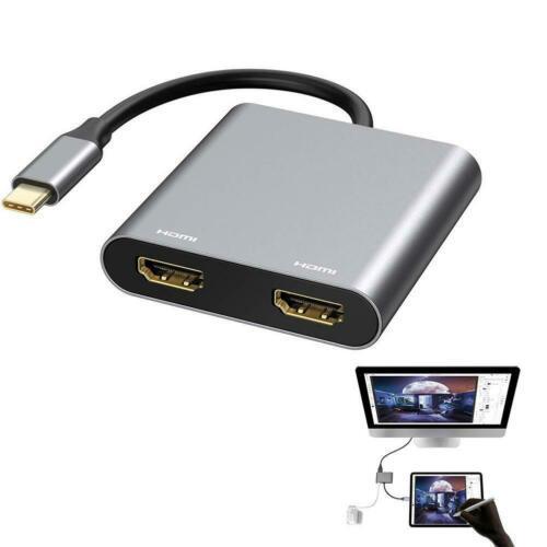 2in1 อะแดปเตอร์ฮับ Type C เป็น Dual HDMI Type-C USB C เป็น HDMI*2 4K ...