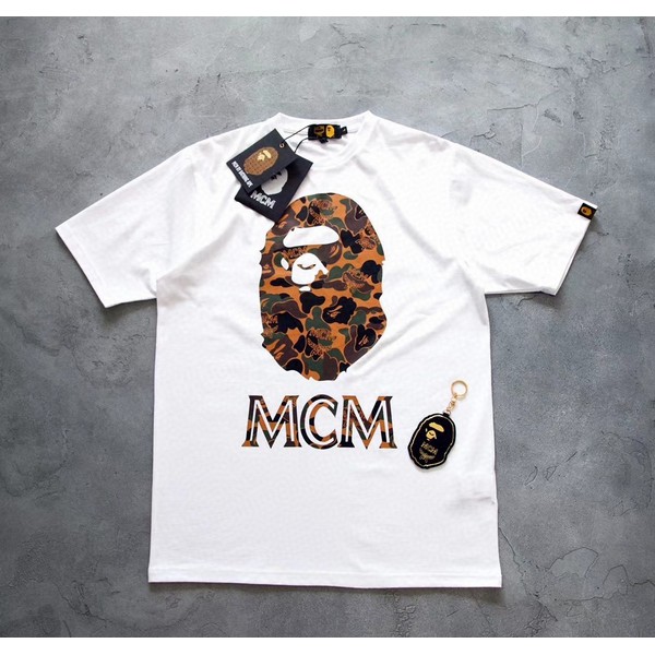 เสื้อยืดNew Classic BAPE X MCM Joint Name Desert Motion Brown Casual T ...