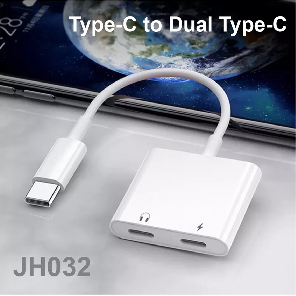 2in1 Double Type-c อะแดปเตอร์ รุ่น JH-032 (สายแปลง Type-C) สามารถชาร์จ ...