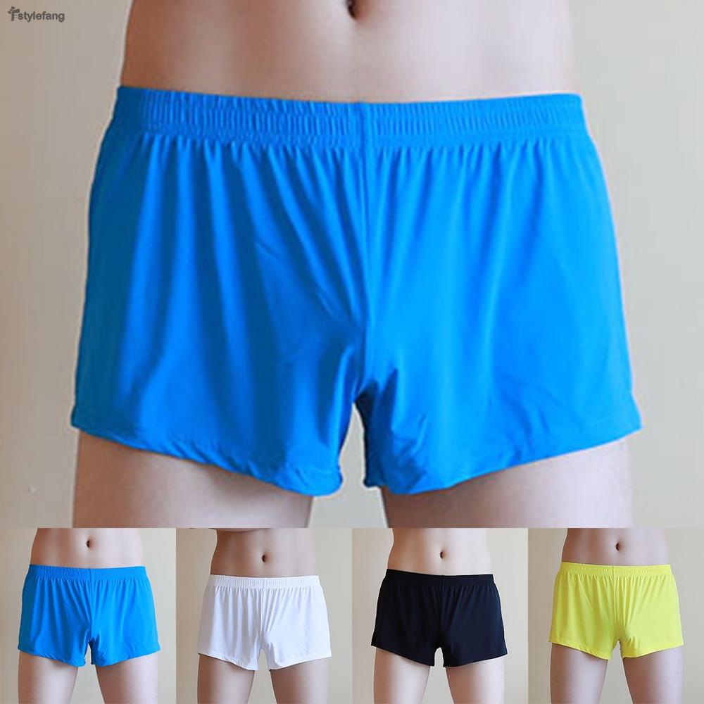 Men Ice Silk Boxer Briefs Trunks Sexy Sheer Breathable Seamless Shorts Underwear | Shopee Thailand