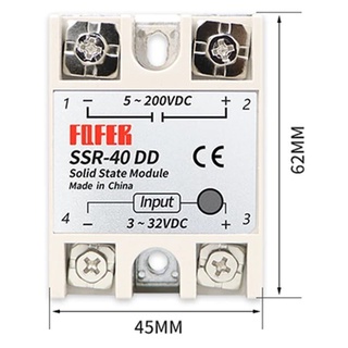 โซลิดเสตท รีเลย์ SSR-40DD 25A 40A 60A 80A 100A Solar Cell Input 3-32VDC / Output 5-200VDC Solid ...