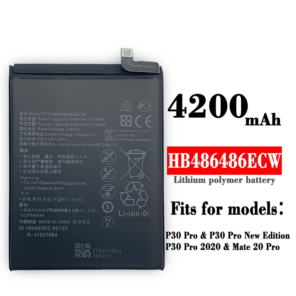 แบตเตอรี่ Huawei P30 Pro / Mate 20 Pro HB486486ECW VOG-L29 L09 L04 AL00 ...
