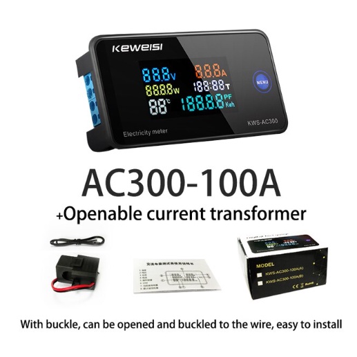 KWS - AC300 มิเตอร์ วัดไฟ Digital 7 in 1 AC 100A 50-300V วัดพลังงาน ...