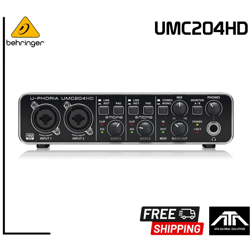 BEHRINGER UMC204HD BEHRINGER U-PHORIA UMC 204HD USB ออดิโอ อินเตอร์เฟส ...