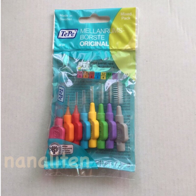 แปรงซอกฟันเทเป (TePe )1ห่อมีขนาด0.40-1.30 มม.แพคละ8ชิ้น คุณภาพดีจาก ...