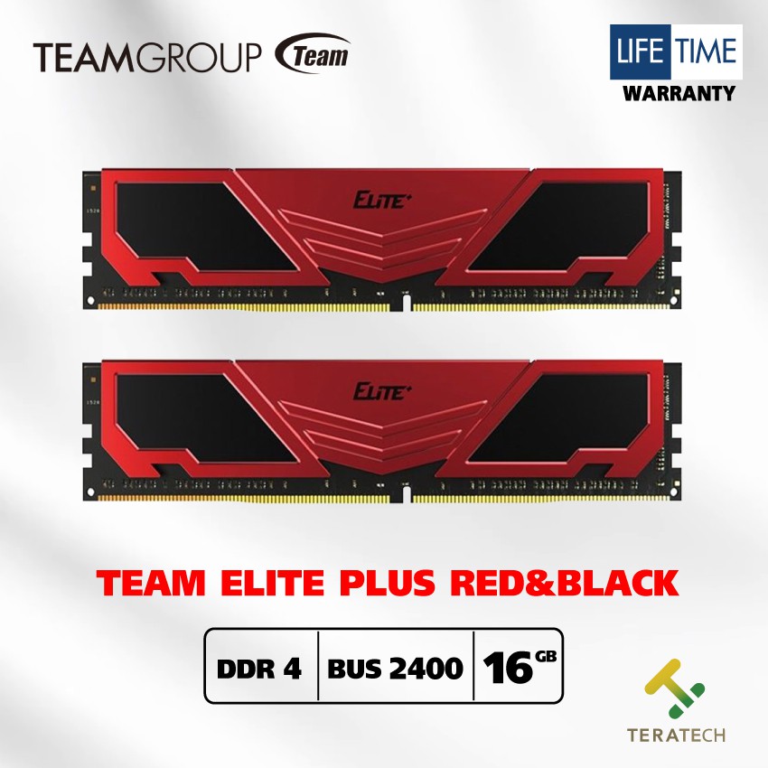 RAM TEAM ELITE PLUS RED&BLACK 16GB ( 8GBx2 ) DDR4/2400 | Shopee Thailand