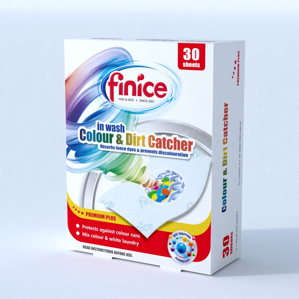 แผ่นซับสีตกและขจัดคราบหนัก 2in1 Finice (ไฟน์ไนซ์) Colour & Dirt Catcher ...