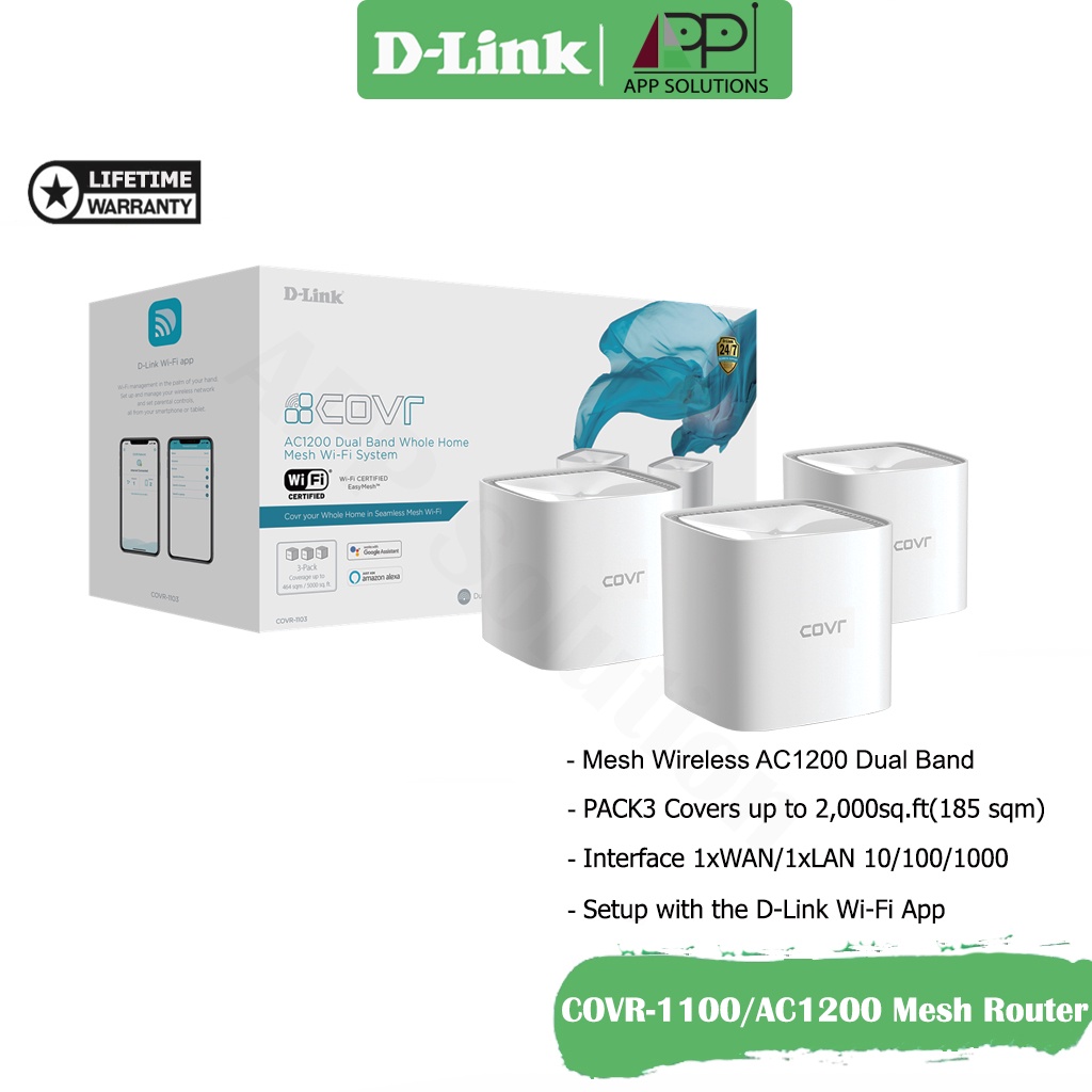 D-LINK COVR-C1100(1แพ็ค/3ตัว)AC1200 Dual-Band Router Mesh Wi-Fi(ประกัน ...