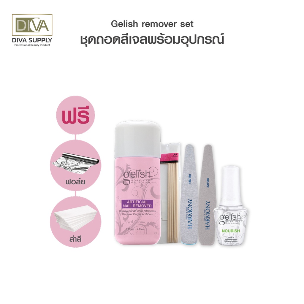 Gelish set Gel remove at home ชุดอุปกรณ์ล้างเล็บเจล สำหรับทำเองที่บ้าน ...