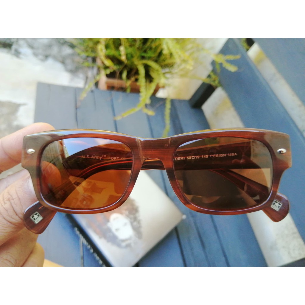 US ARMY brown Demi size 50-19-145 กรอบแว่นของแท้มือสอง ทรงยอดฮิต ติด ...