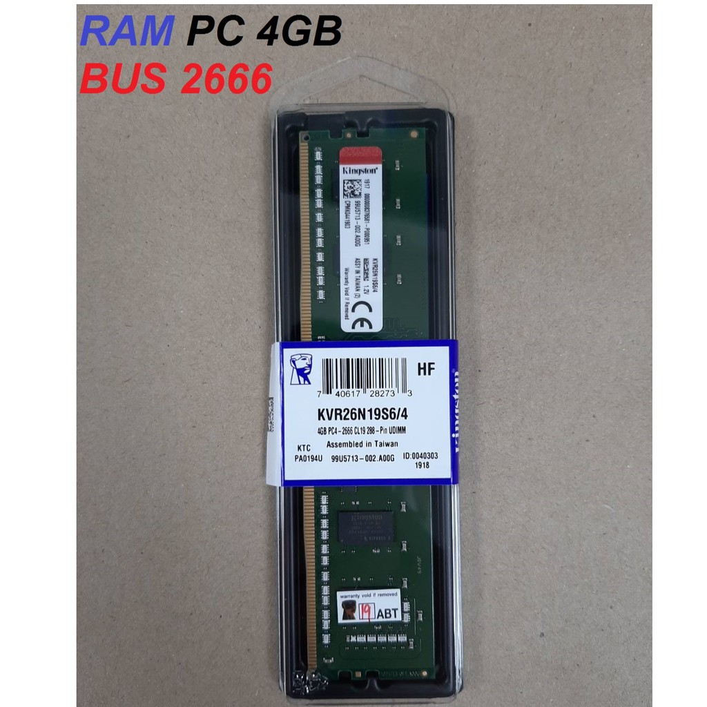 Ram Kingston KVR For PC Bus 2666 DDR4 4GB ( KVR26N19S6/4 ) **ของใหม่ ...