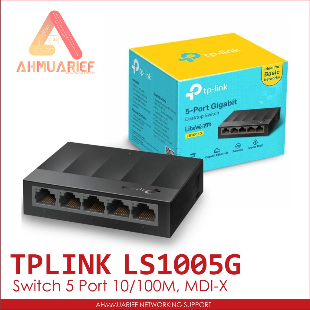 Tp-link TL-LS1005G Switch Hub 5 Port Ethernet Unmanaged Desktop Switch Gigabit Internet 10/100 ...