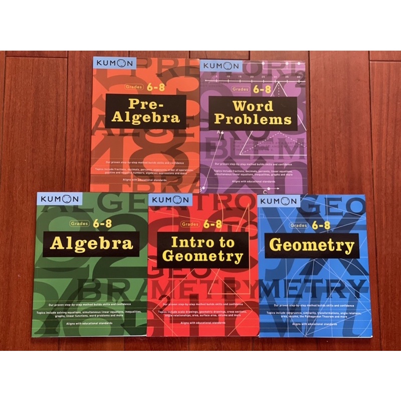 Kumon Middle School Math Workbooks Grade 6-8, Algebra/Geometry/Word ...