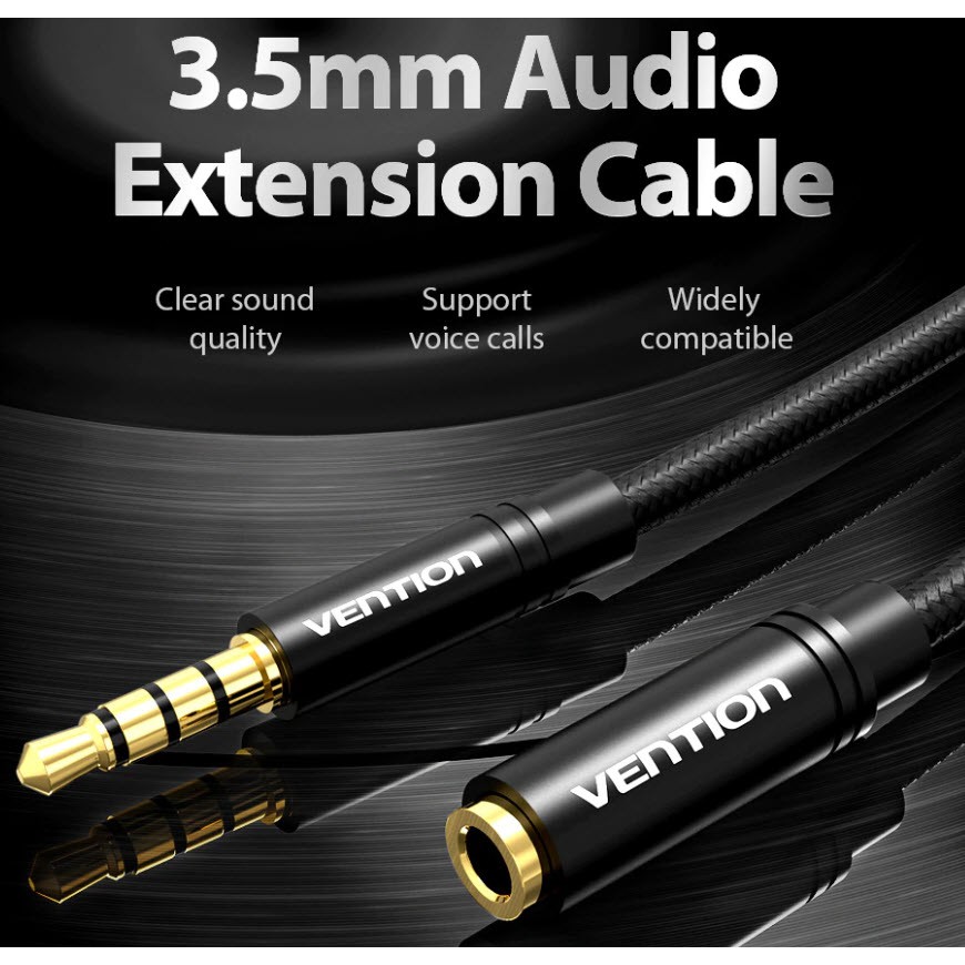 Vention Aux Extension Cable 3.5mm Jack Male To Female Cable(4pole=3ขีด= รองรับMicrophone)(BHB ...