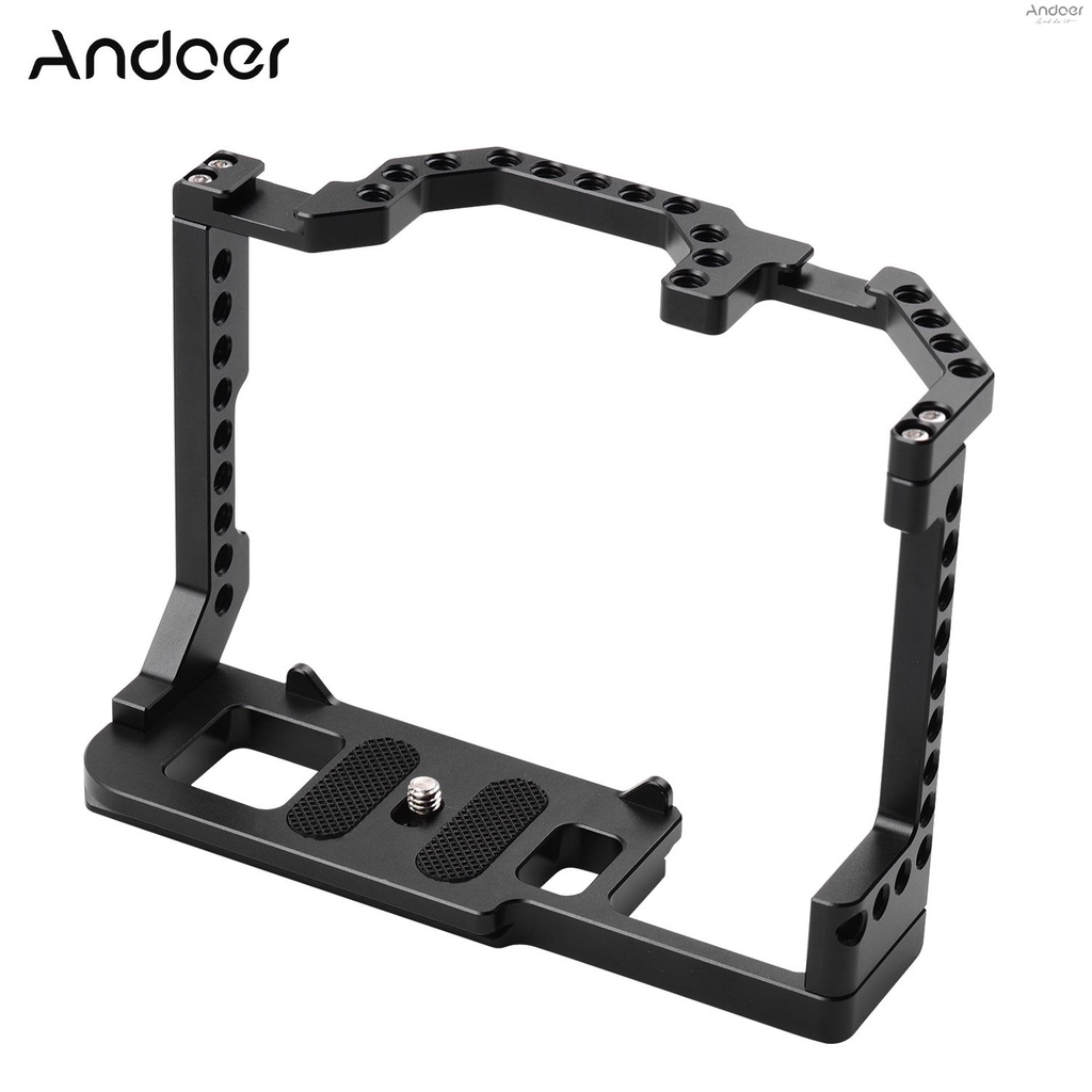 Andoer Camera Cage Aluminum Alloy with Dual Cold Shoe Mount 1/4 Inch ...
