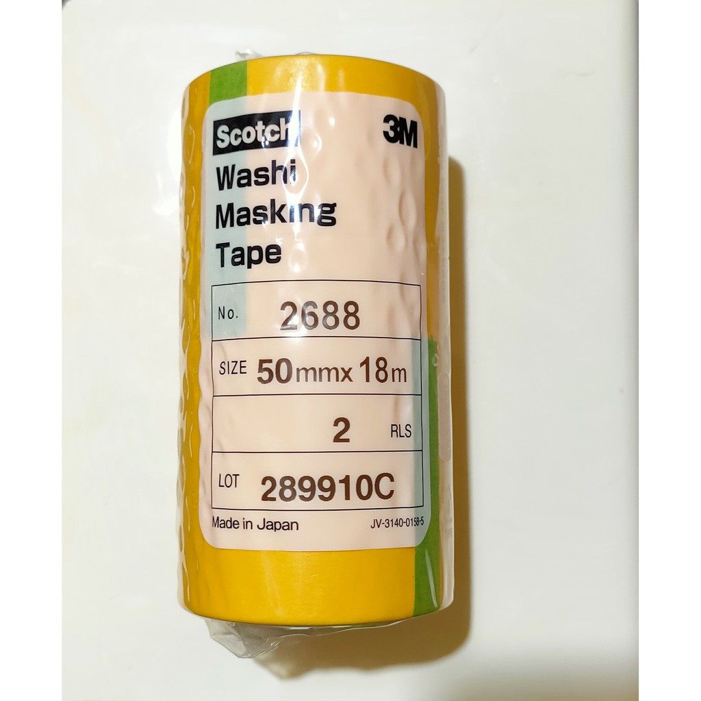 3M 2688 Washi Tape Yellow กระดาษกาววาชิ สีเหลือง 50mm X 18m [2ม้วนต่อ1แพ็ก] เทปกาวปิดพ่นสี ...