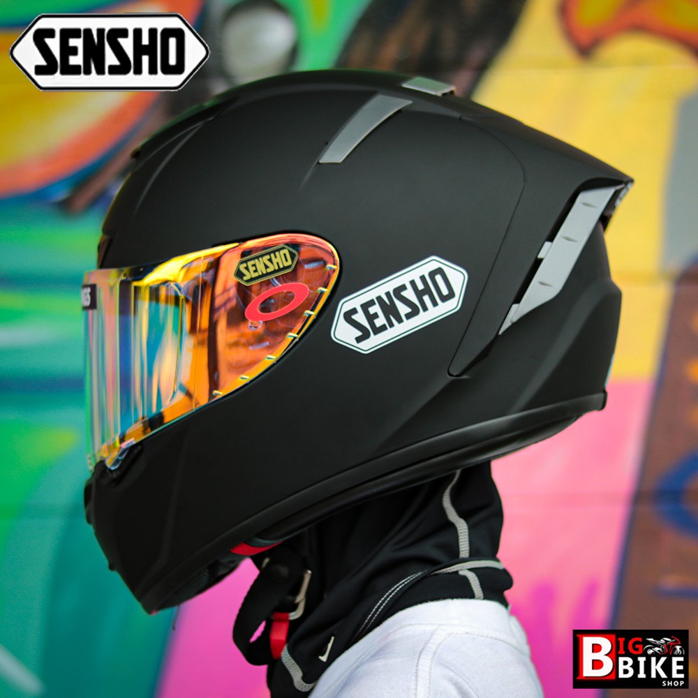 SENSHO หมวกกันน็อค Sensho สีพื้น ดำด้าน/ดำเงา | Shopee Thailand