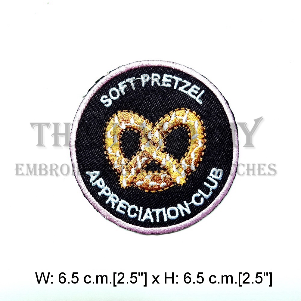 ตัวรีดติดเสื้อ งานปัก ลาย ขนมปัง เพรทเซล การ์ตูน ขนม Pretzel Bread Food Patch WOP DIY ตัวรีด ...