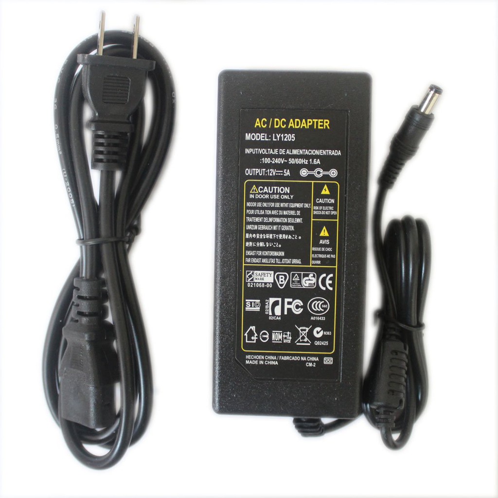 100-240V To DC 12V 5A Switching Power Supply Adapter DC 2.5mm X 5.5mm ...