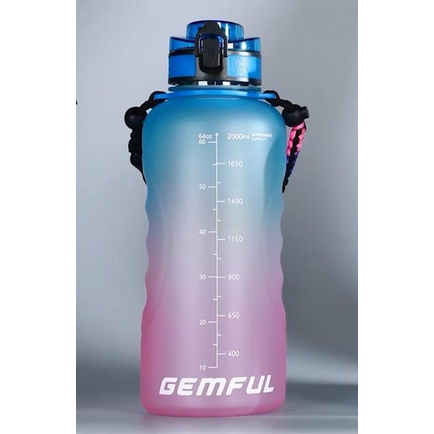 Gemful ขวดน้ําขนาดใหญ่ 2 ลิตร พร้อมหลอดดูด กันลื่น ไร้ BPA 64 ออนซ์ ...