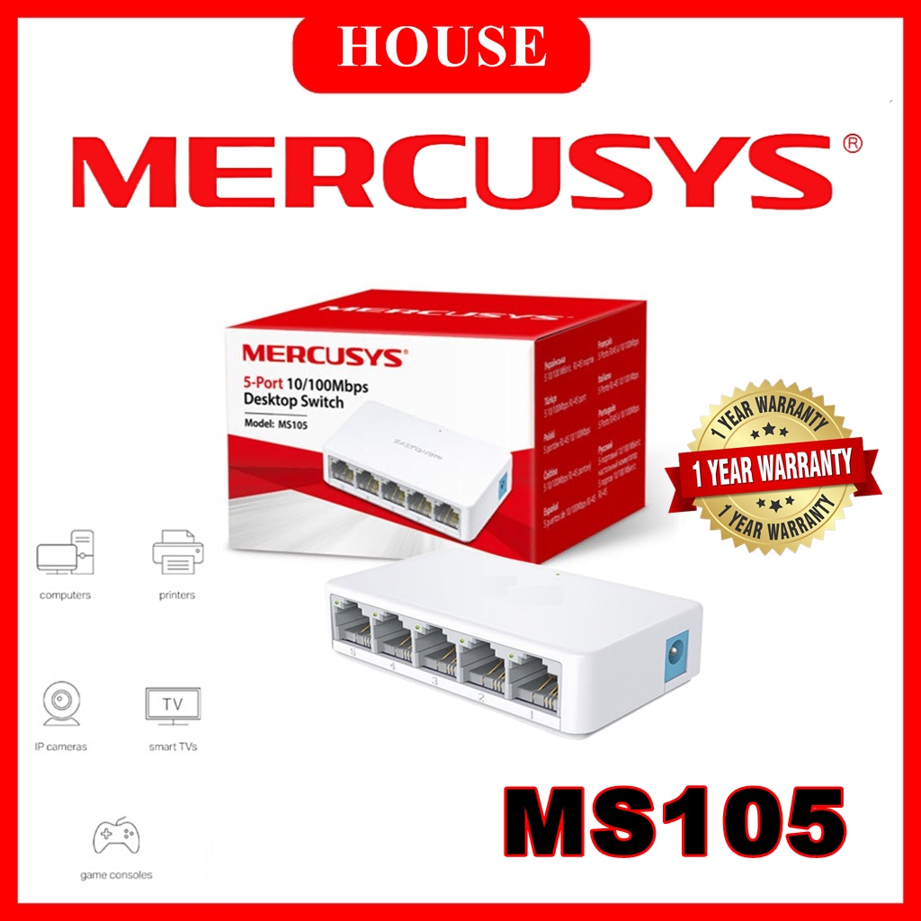 MS105 5-Port 10/100Mbps Desktop Switch ยี่ห้อ MERCUSYS | Shopee Thailand