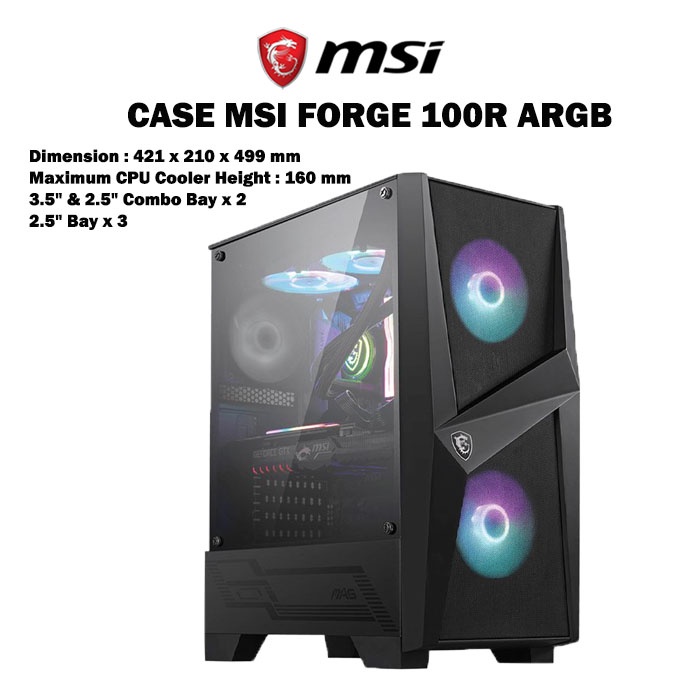 ATX Case (NP) MSI Mag Forge 100R ARGB (Black) | Shopee Thailand