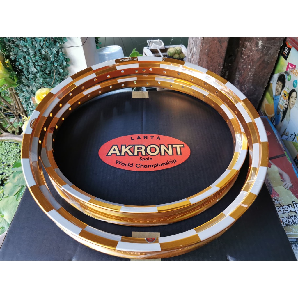 วงล้อ AKRONT ลายหมากรุก(สีทอง) ทรงA ขอบ17X1.40 | Shopee Thailand