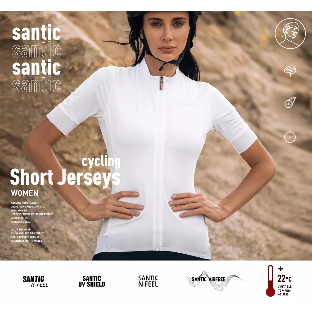 เสื้อปั่นจักรยานผู้หญิง Santic สีขาว L0C02156 Size M | Shopee Thailand