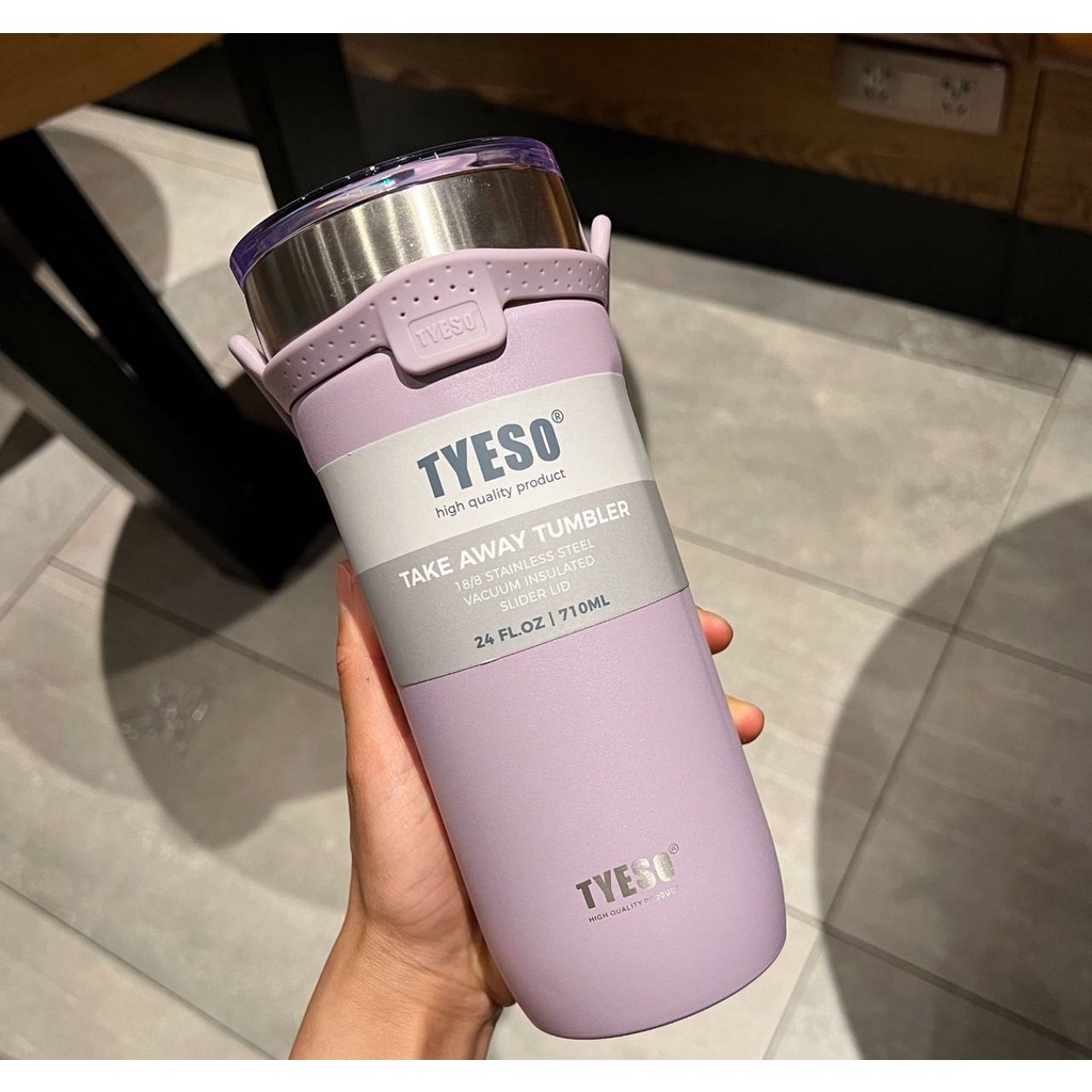 002 รุ่นใหม่ล่าสุด2022 (ของแท้) แก้วเก็บอุณหภูมิ Tyeso มีหูหิ้วถอดออกได้ ความจุ 550ml 710ml เก็บ ...