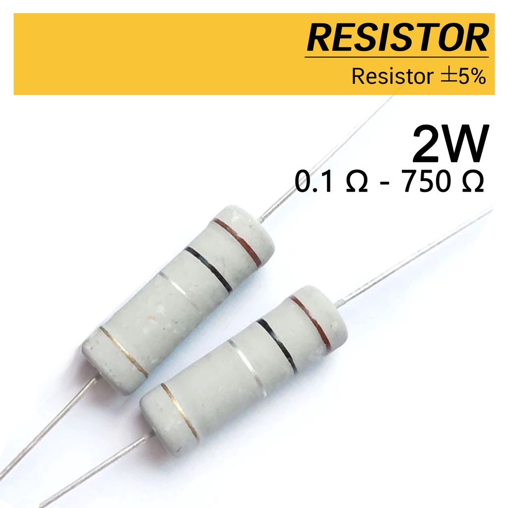 (2ตัว) ตัวต้านทาน 2W ±5% 0.1 Ω-750 Ω , Fusible Resistor, Metal Oxide ...