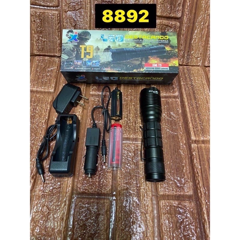 ไฟฉาย T9 (JY-8892 JX-8892)ชาร์จ USB(แถมถ่านชาร์จ1ก้อน) ไฟฉายแรงสูง ไฟฉายเดินป่า ไฟฉาย XML-T9 LED ...