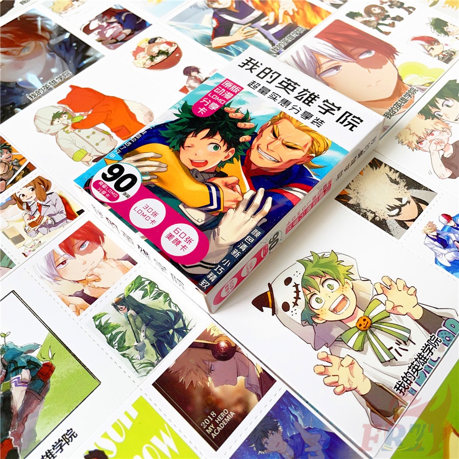 90ชิ้น/กล่อง อะนิเมะ My Hero Academia Mini Lomo Cards 30 ชิ้น 6.2*6.2 ...