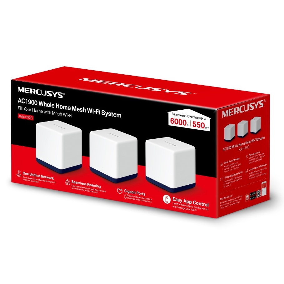 MERCUSYS (Halo H50G) AC1900 5GHz + 2.4GHz Wireless Gigabit Mesh WiFi ...